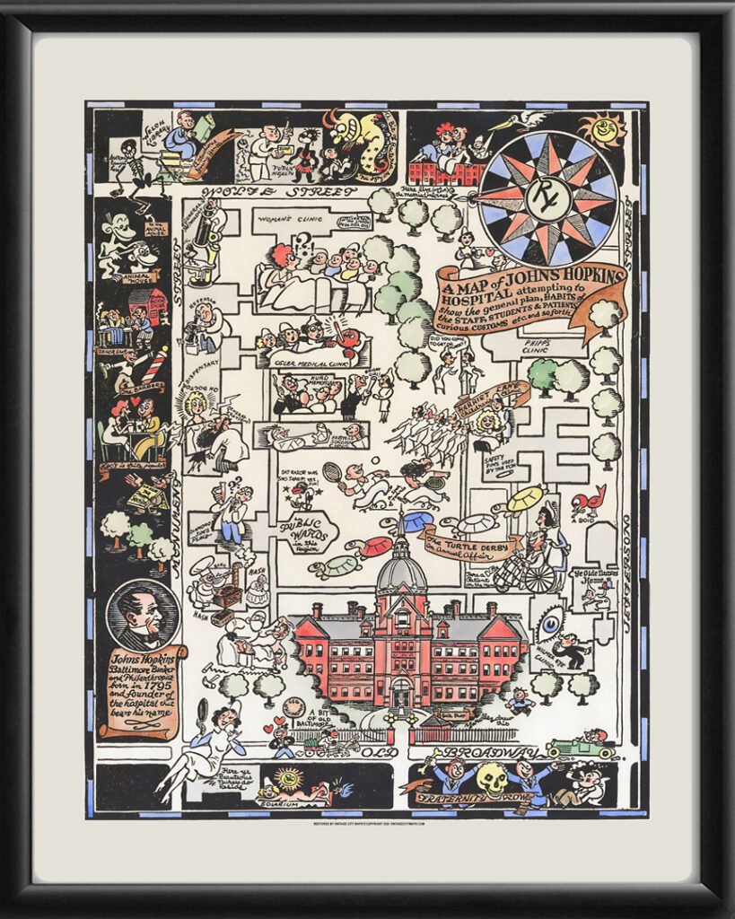 Map of Johns Hopkins Hospital 1935 | Vintage City Maps - Restored City ...