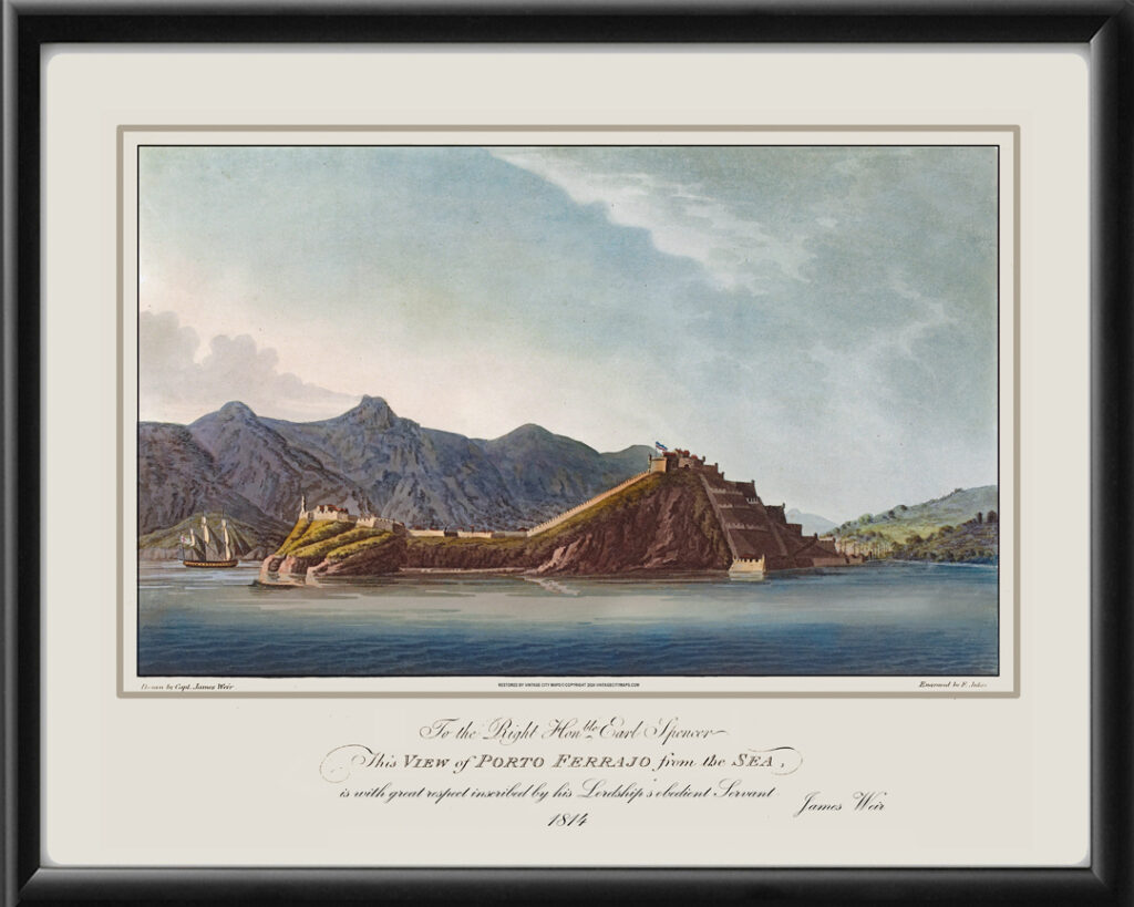Porto Ferrajo (Portoferraio) Italy 1814 Restored View | Vintage City Maps