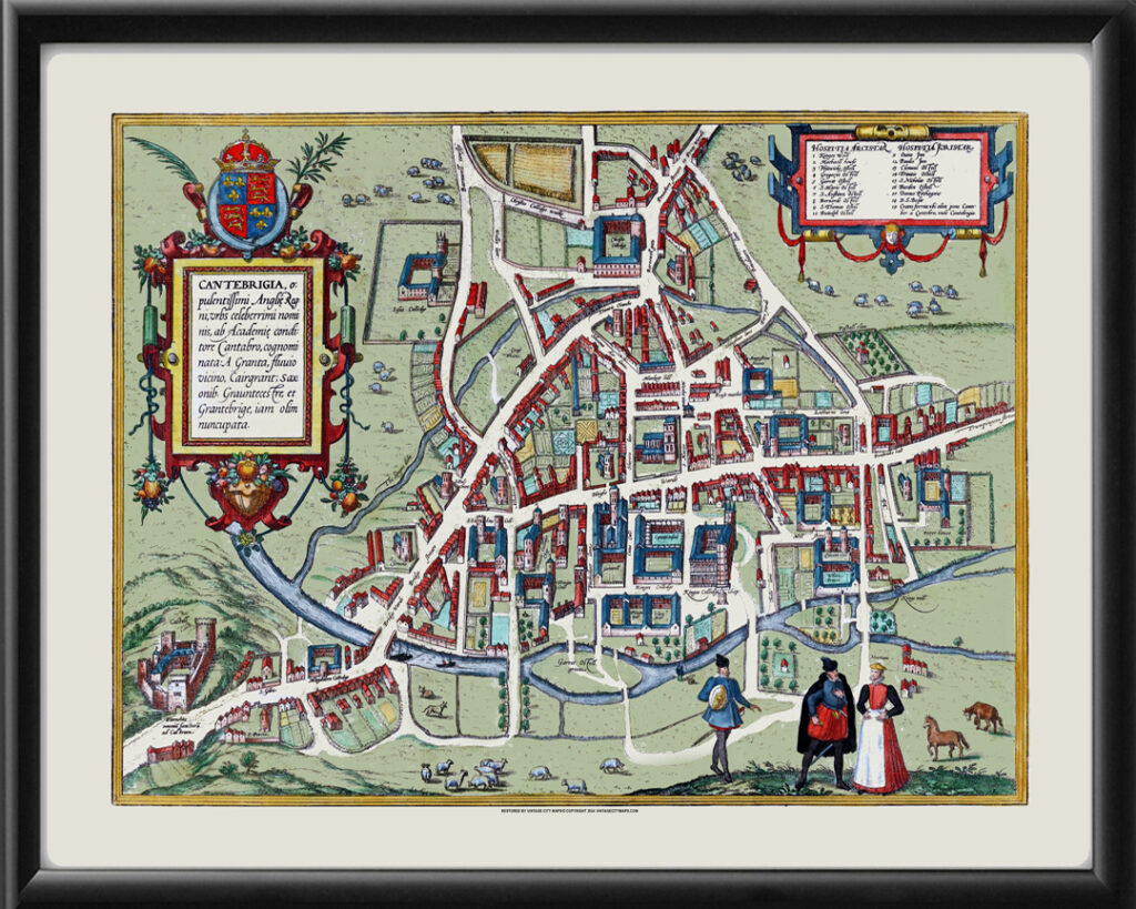 Cambridge England 1575 Restored Map | Vintage City Maps