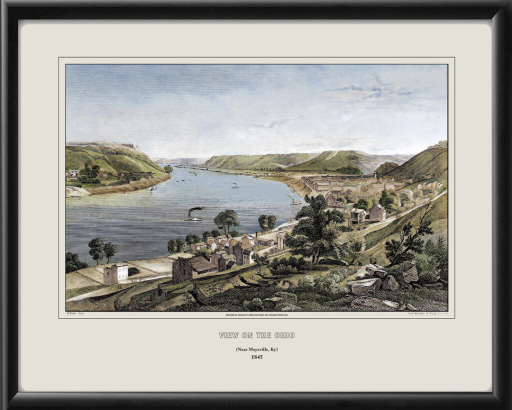 Maysville KY on the Ohio River 1845 (Color) Restored Map | Vintage City ...