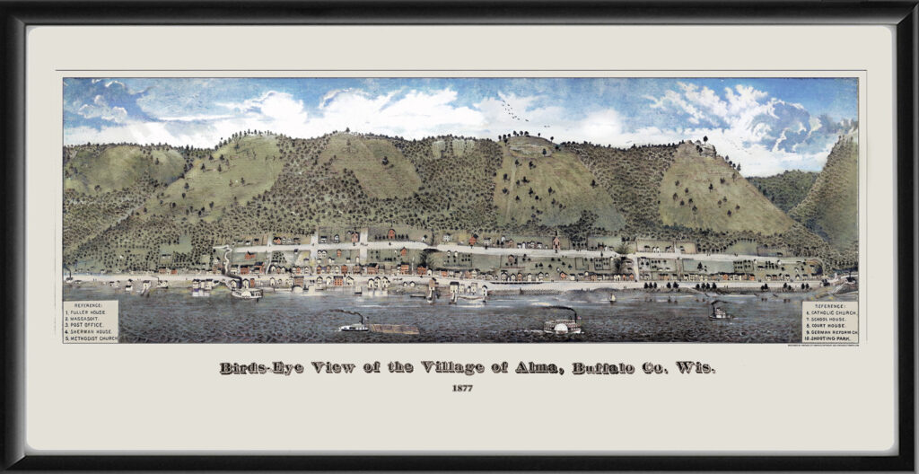 Alma WI 1877 (Color) Restored Map | Vintage City Maps