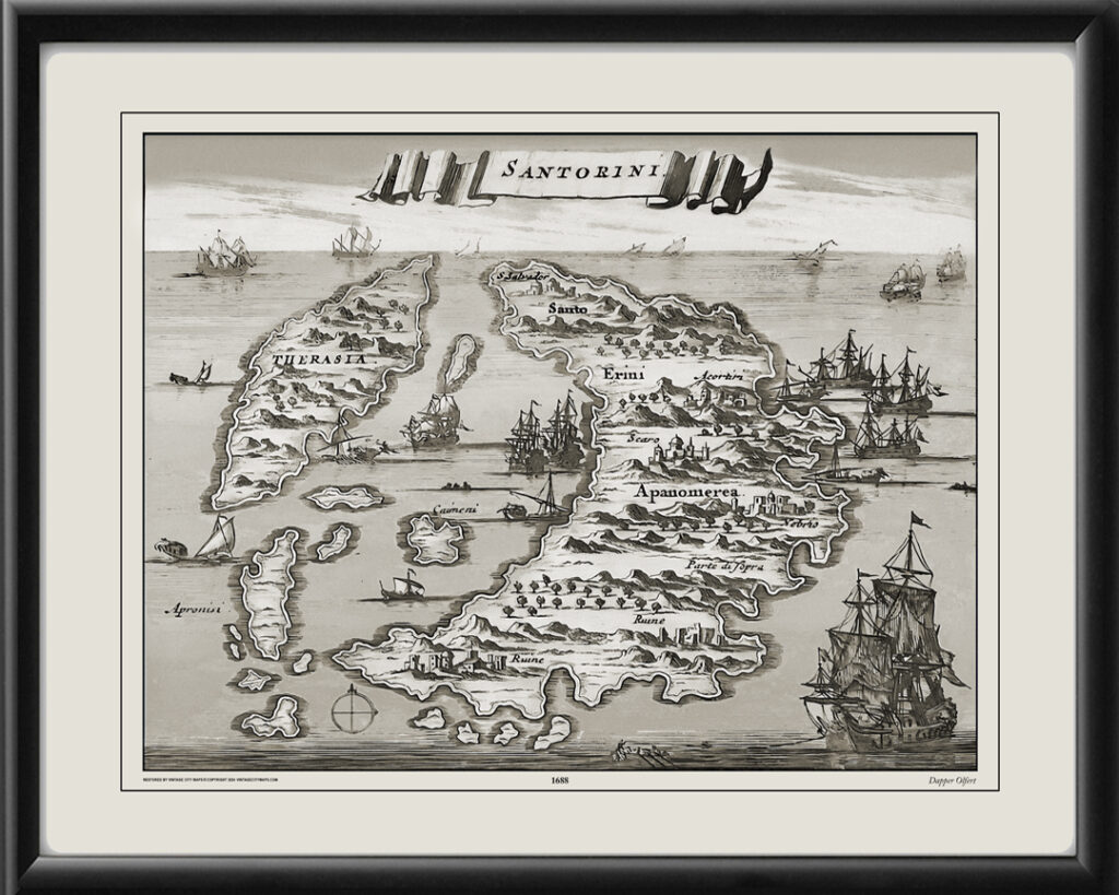 Santorini Greece 1688 Restored Map | Vintage City Maps