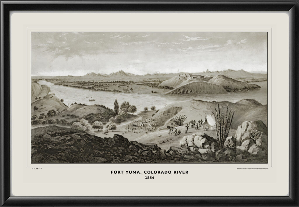 Fort Yuma CA 1854 Restored Map | Vintage City Maps