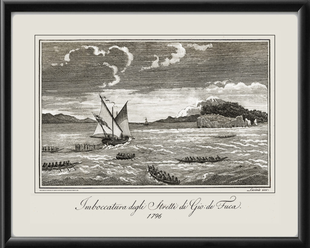 Strait of Juan de Fuca WA 1796 Restored Map | Vintage City Maps