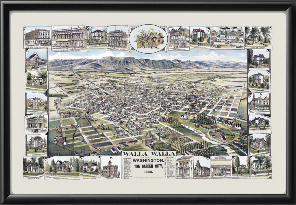 Walla Walla WA 1889 (Color) Restored Map | Vintage City Maps