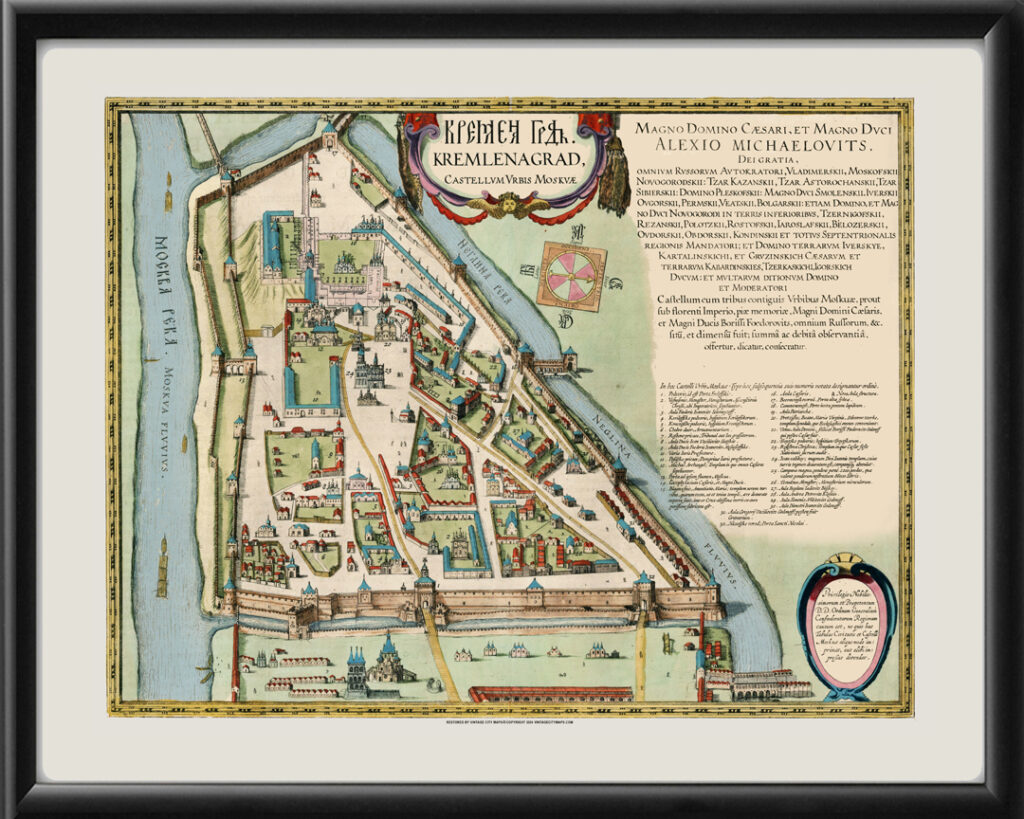 Moscow Russia 1613 - Plan of the Kremlin - Restored Map | Vintage City Maps