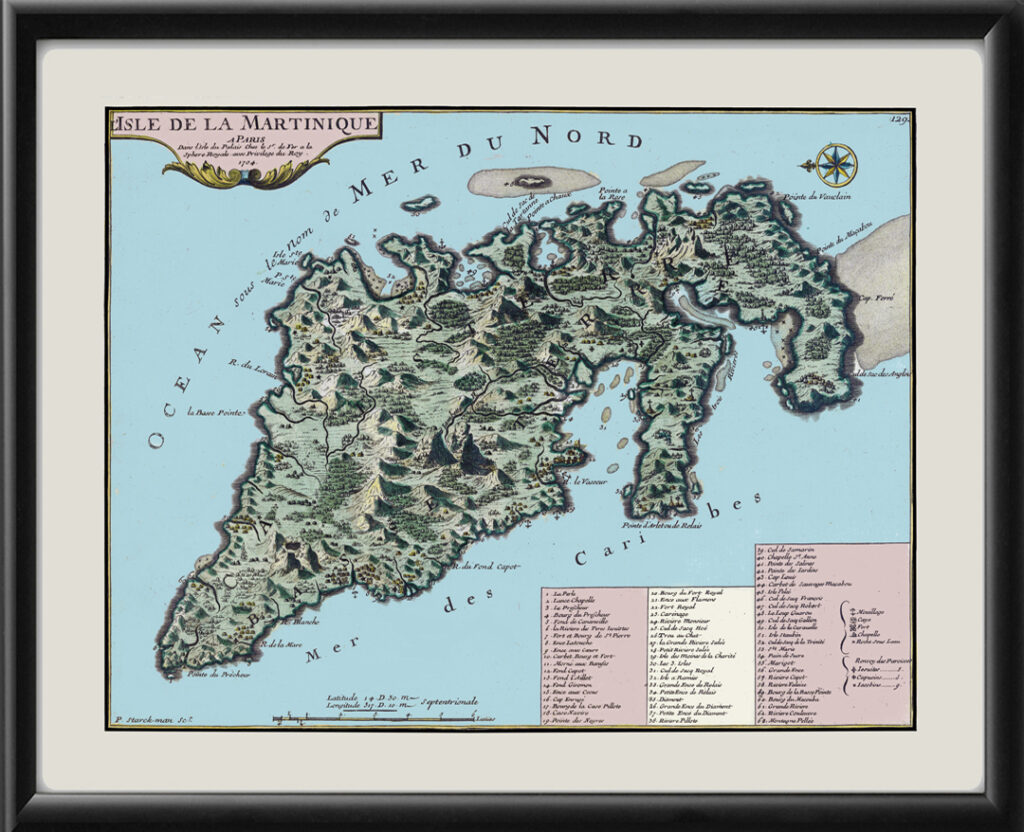 Saint-Pierre, Martinique 1798 (Color) - Vintage City Maps