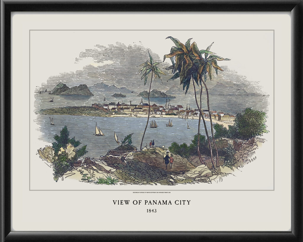 Panama City 1843 - Restored View | Vintage City Maps