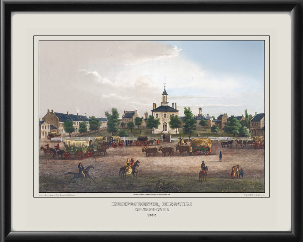 Independence, Missouri Courthouse, 1836 - Restored View | Vintage City Maps