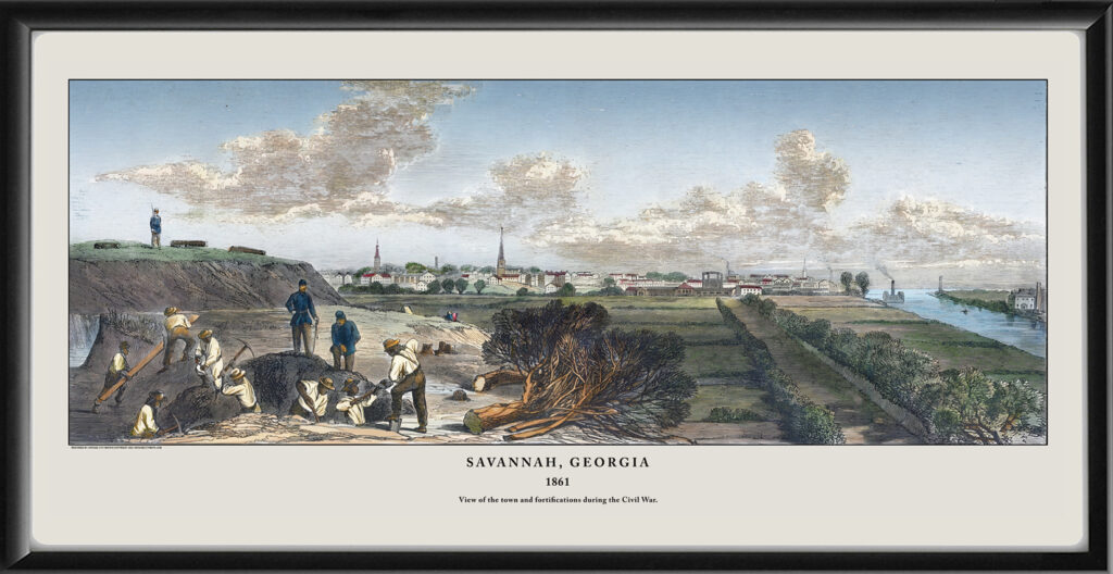 Vintage City Maps - Bird's eye view of Macon, Georgia 1830