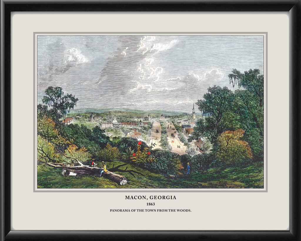 Vintage City Maps - Bird's eye view of Macon, Georgia 1830
