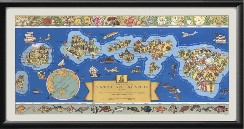 The Dole Map of the Hawaiian Islands 1937 | Vintage City Maps