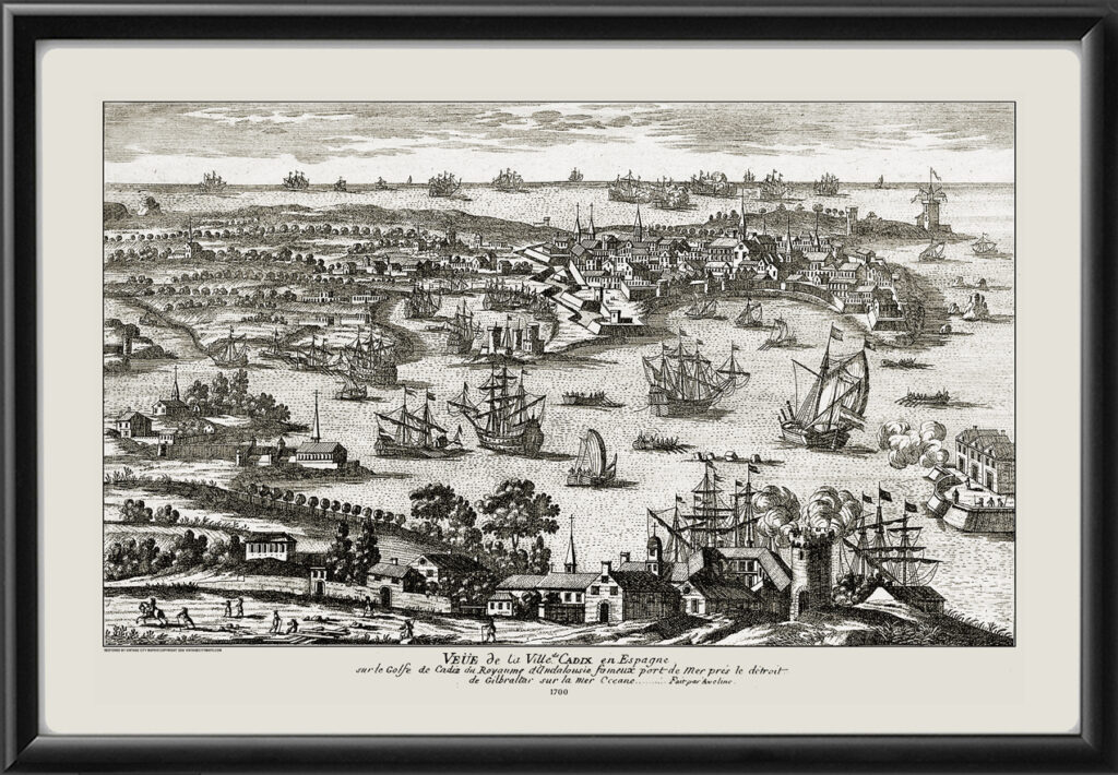 Cadiz Spain 1700 Restored Map | Vintage City Maps