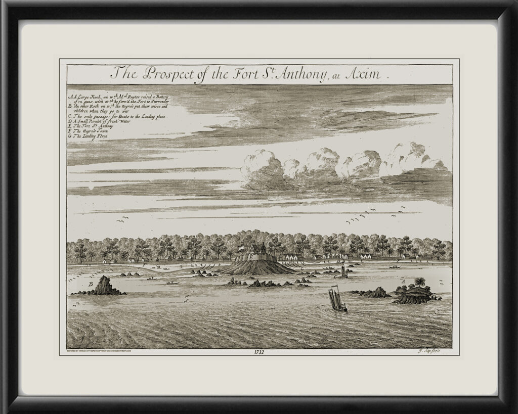 Fort St. Anthony at Axim, Ghana 1732 | Vintage City Maps - Restored ...