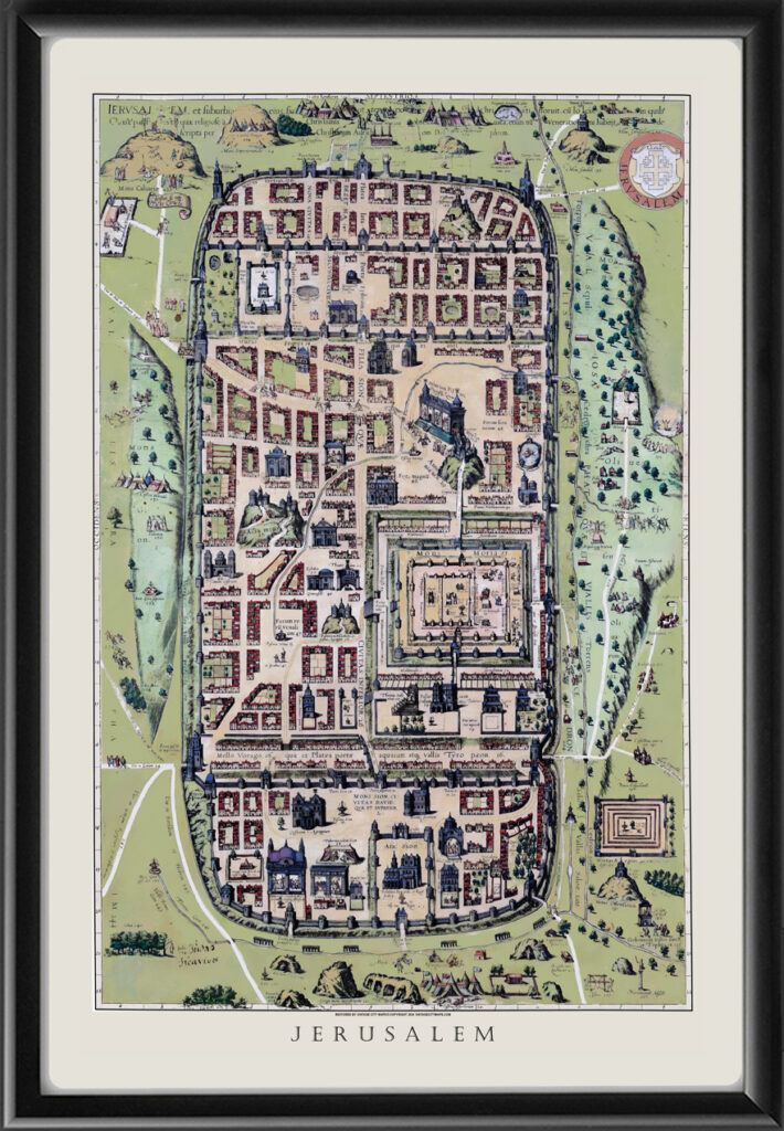 Jerusalem Israel 1584 Restored Map | Vintage City Maps