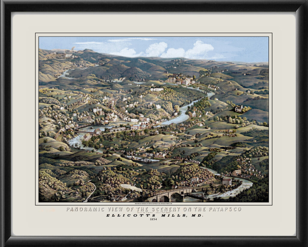 Ellicott City (Ellicott's Mills) MD 1854 - Vintage City Maps