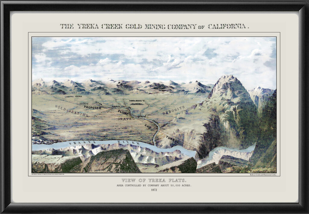 Yreka Flats CA 1872 Restored Map | Vintage City Maps