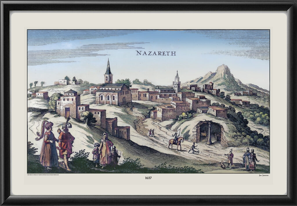 Nazareth Israel 1657 Restored Map | Vintage City Maps
