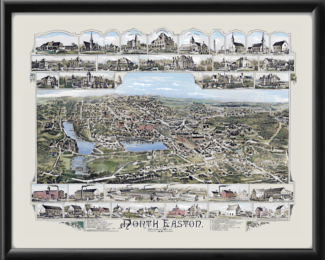North Easton MA 1891 (Color) Restored Map | Vintage City Maps