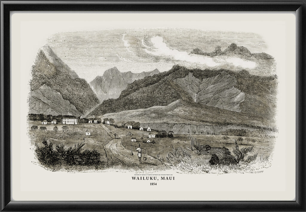 Wailuku, Maui HI 1854 | Vintage City Maps - Restored Bird's Eye Views