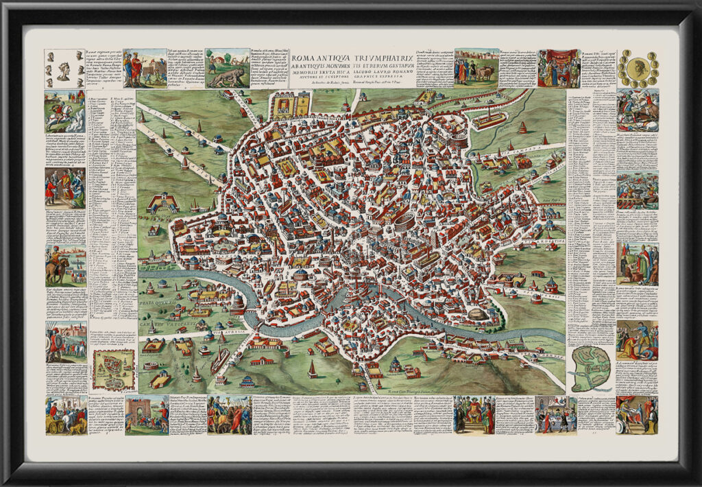 Rome Italy 1675 - Restored Bird's Eye View Map | Vintage City Maps
