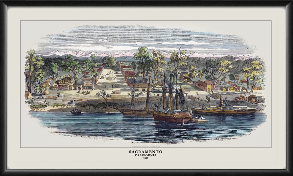 Sacramento CA 1850 - Restored Panoramic View - Illustrated London News