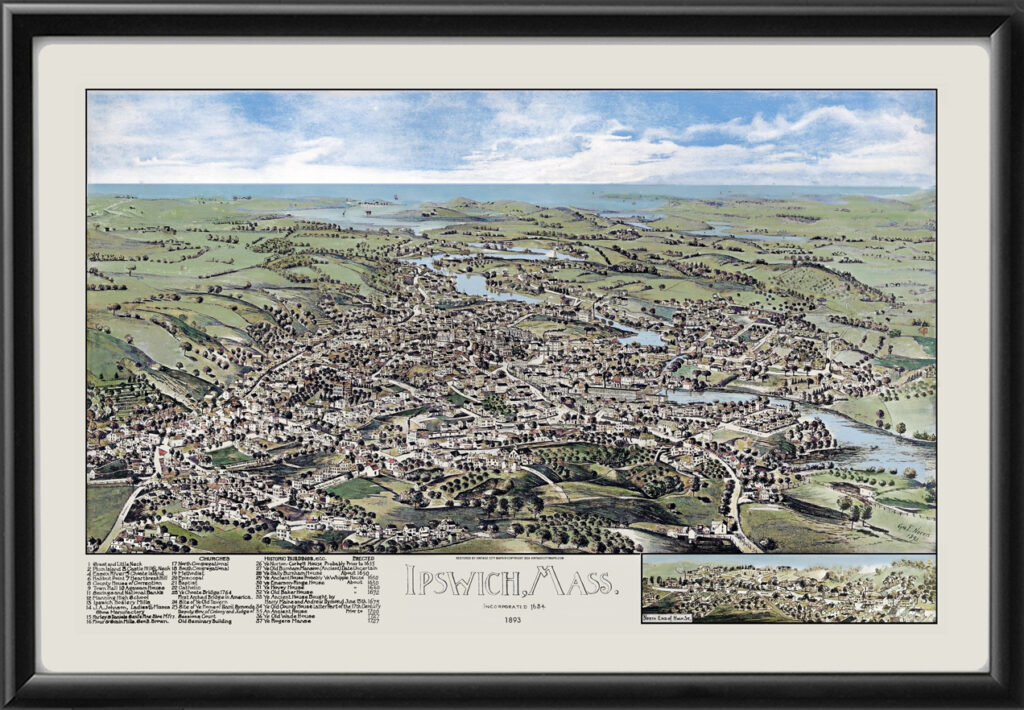 Ipswich MA 1893 (Color) Restored Map | Vintage City Maps