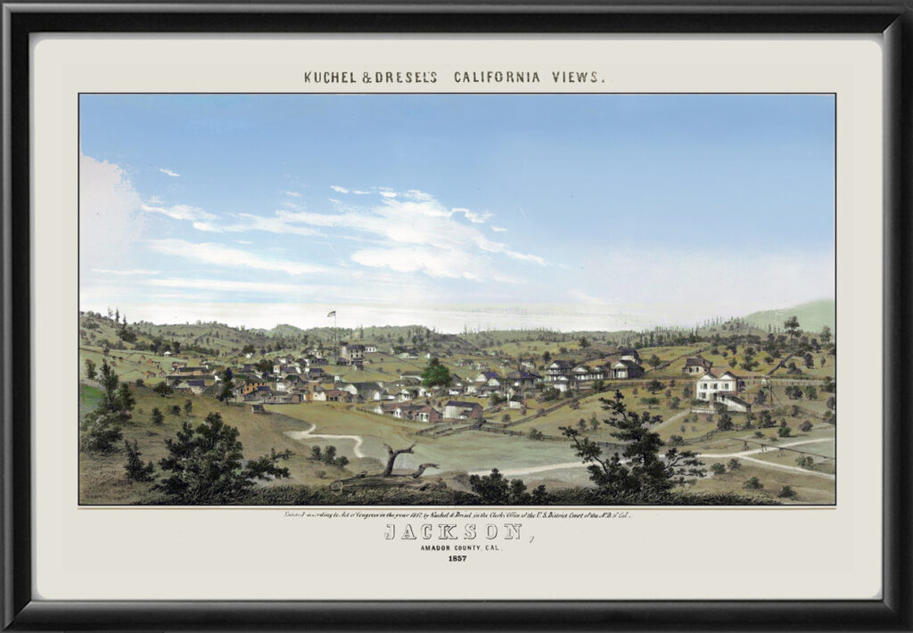 Jackson CA 1857 (Color) Restored Map | Vintage City Maps