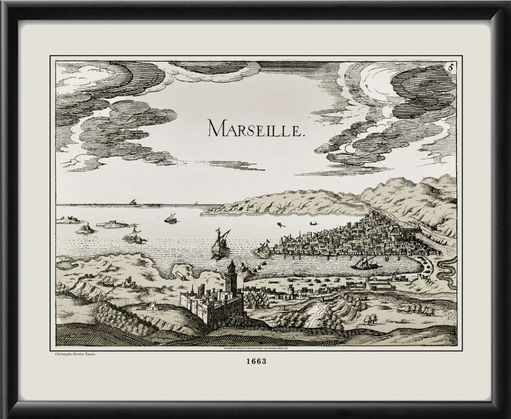 Marseille France 1636 - Restored View | Vintage City Maps