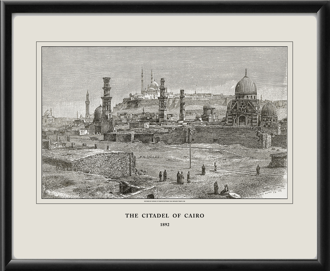 Citadel of Cairo 1891 Restored Map | Vintage City Maps
