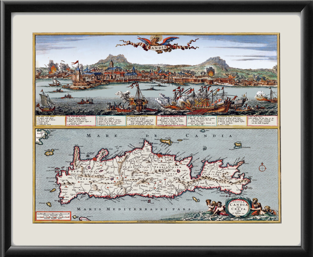 Candia (Heraklion), Crete 1690 - Restored Map | Vintage City Maps