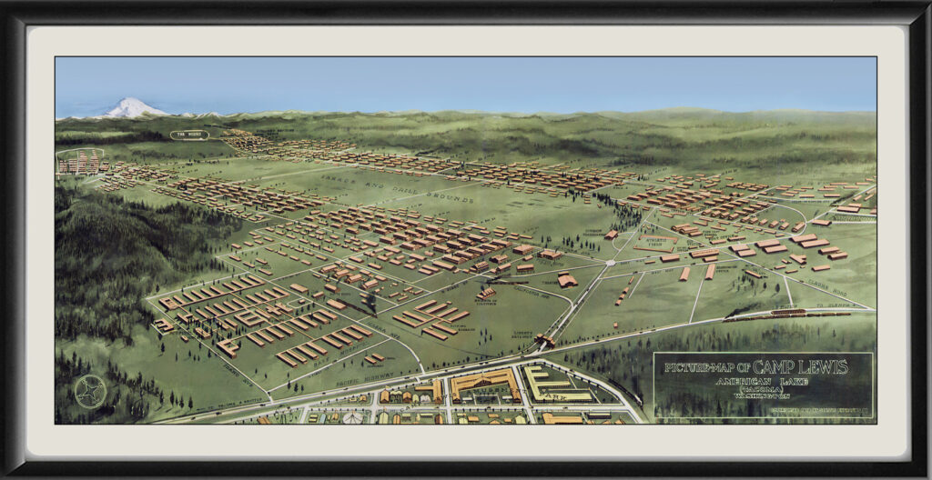 Camp Lewis, Tacoma WA 1918 Restored View | Vintage City Maps