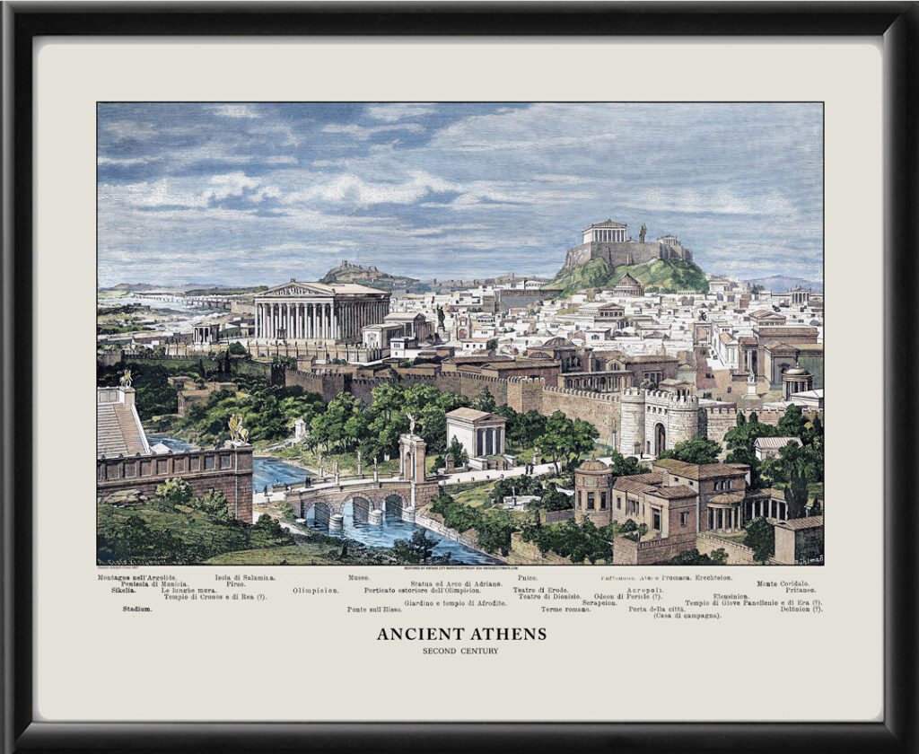 Ancient Athens, Greece 1897 (Color) - Restored Bird's Eye View ...