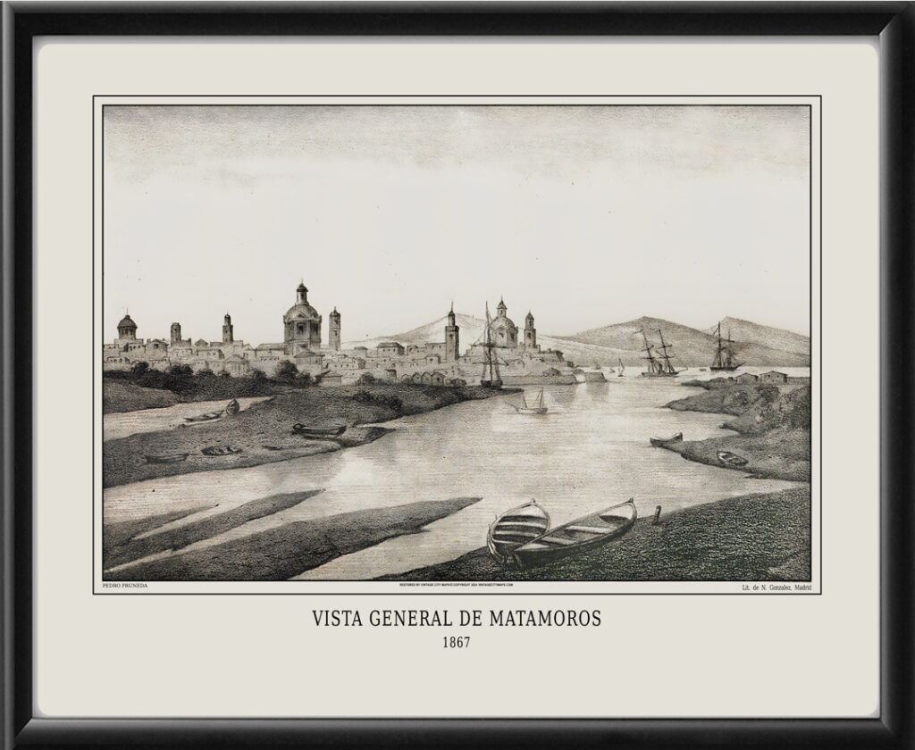 Matamoros, Mexico 1867 Restored View | Vintage City Maps