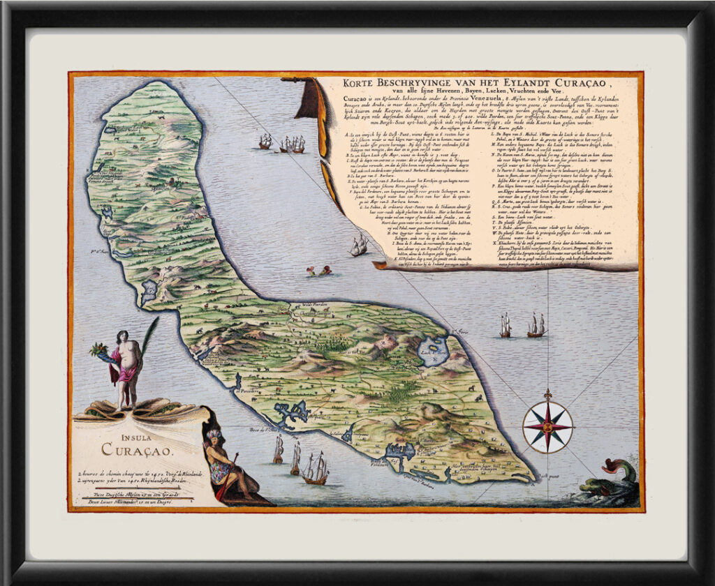 Island of Curacao 1680 - Restored Map | Vintage City Maps