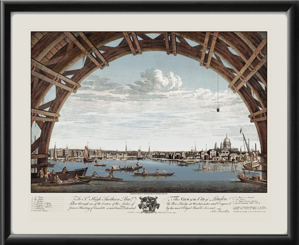 London England 1747 - Restored Panoramic View | Vintage City Maps