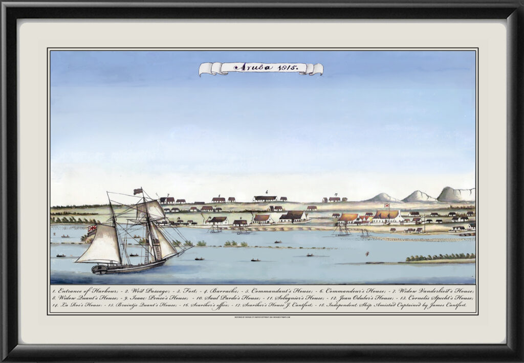 Paardenbaai (Oranjestad), Aruba 1815 Restored Map | Vintage City Maps