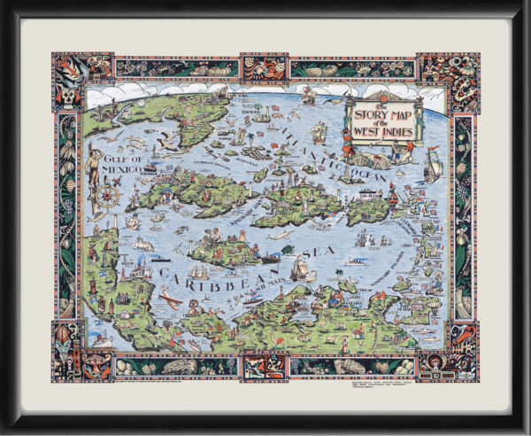 Story Map of the West Indies 1936 - Vintage City Maps, Restored Bird's ...