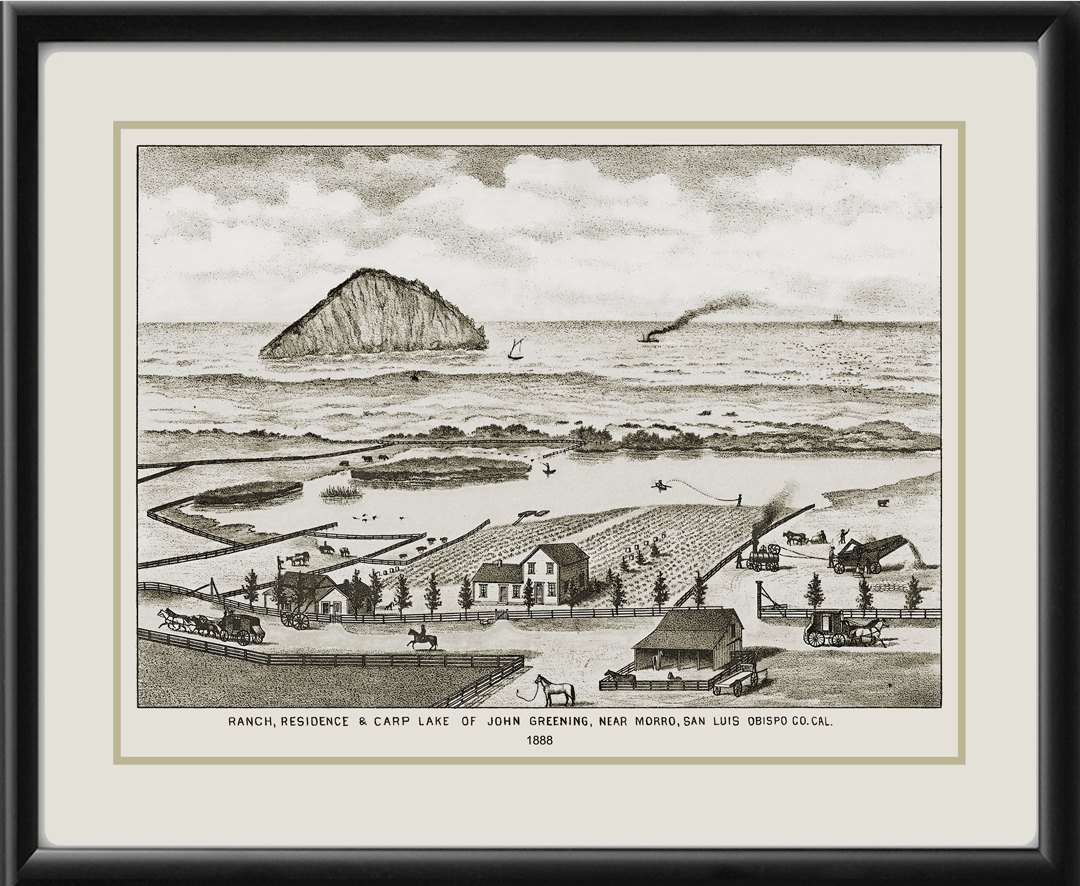 Morro Bay CA 1883 Restored Bird's Eye View | Vintage City Maps