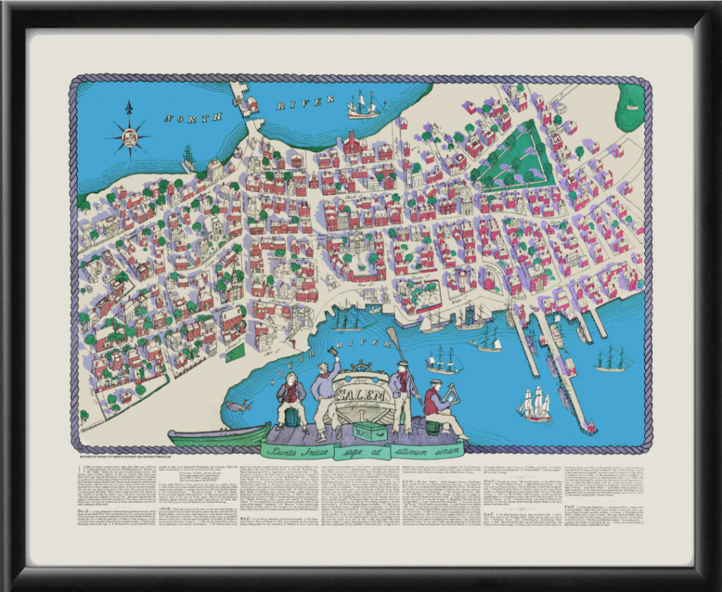 Salem MA 1930 - Restored Pictorial Map of the Port of Salem | Vintage ...