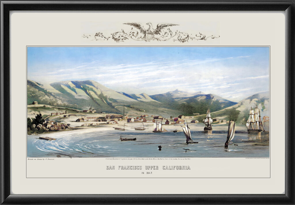 San Francisco CA 1847 (Color) - Restored Panoramic View | Vintage City Maps