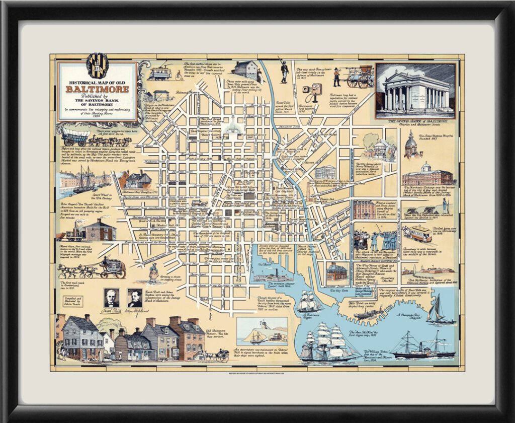Baltimore MD - Historic Map of Old Baltimore - Vintage City Maps ...