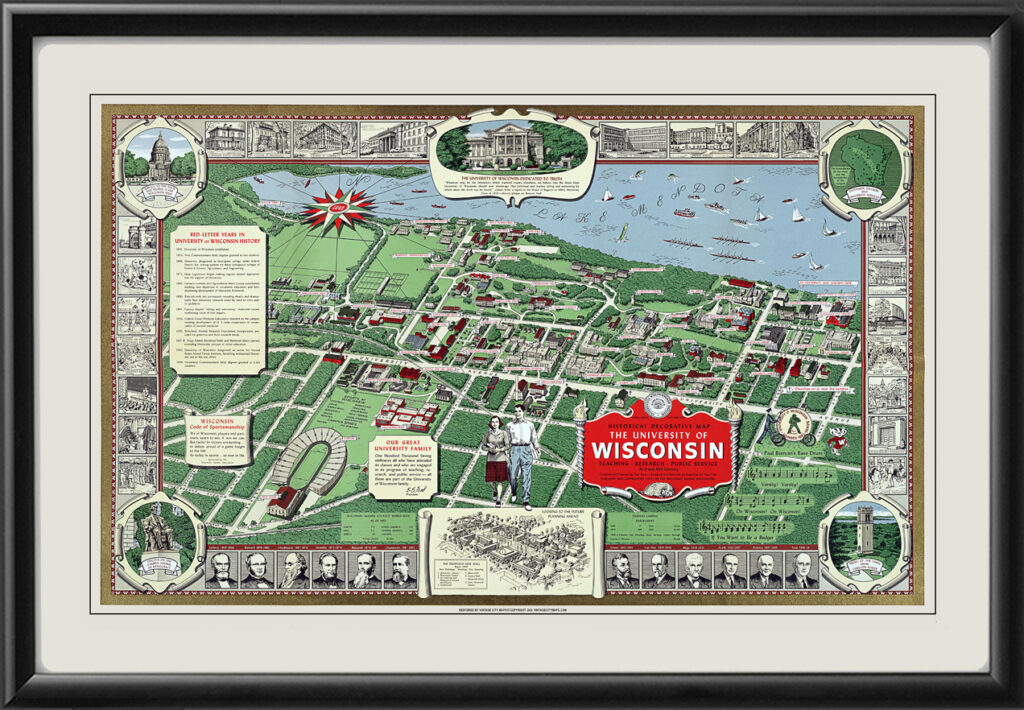 University of Wisconsin, Madison WI 1951 - Restored Campus Map