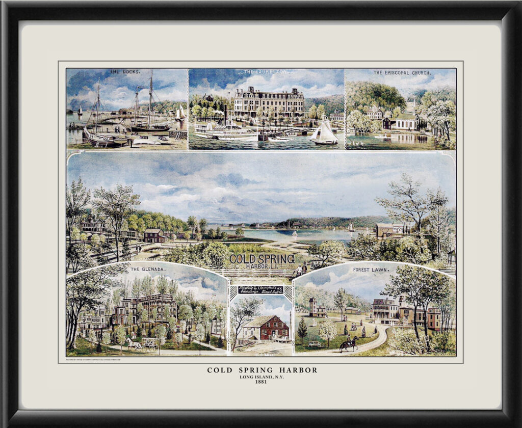 Cold Spring Harbor, Long Island NY 1881 (Color) | Vintage City Maps ...