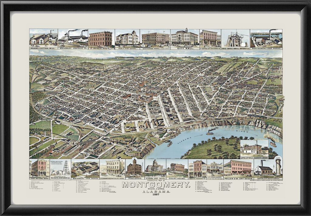 Montgomery AL 1887 (Color) Restored Map | Vintage City Maps