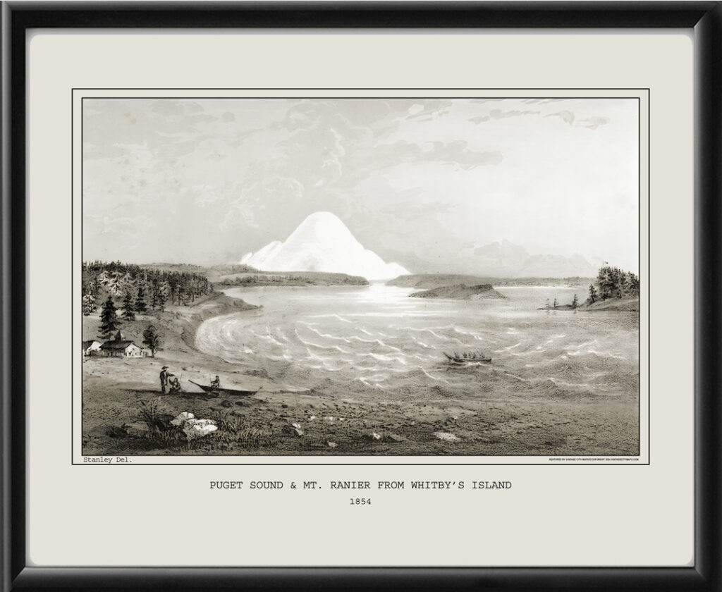 Mount Rainier WA 1854, From Across Puget Sound From Whidbey Island