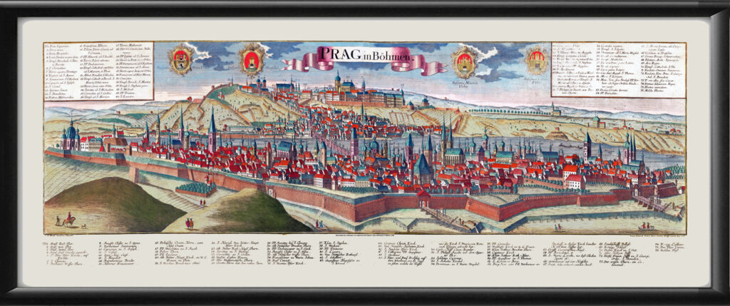 Prague Czech Republic 1745 Restored Map | Vintage City Maps