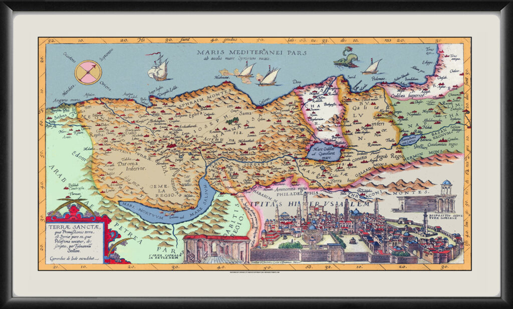 The Holy Land - (Terrae Sanctae Quae Promissionis Terra) 1593 Restored Map