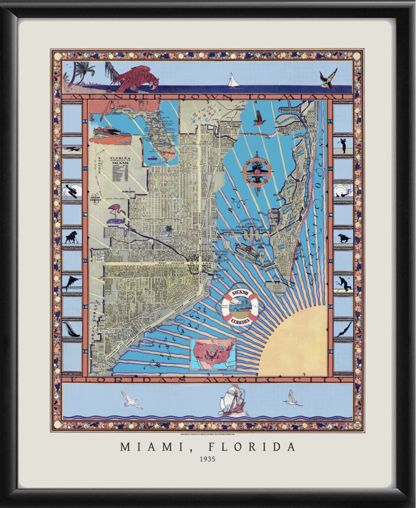 Miami FL 1835 | Vintage City Maps - Restored Bird's Eye Views