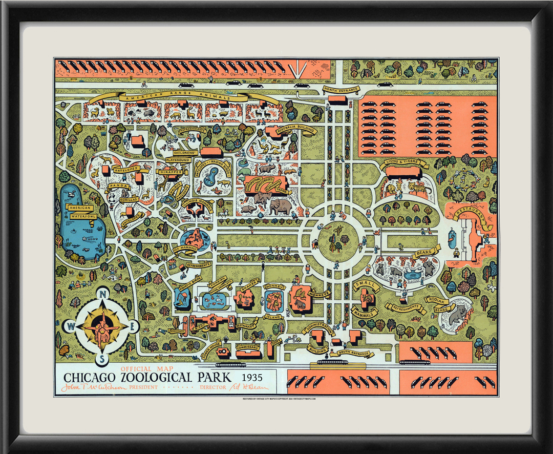 Chicago World's Fair Exposition - South End 1933 Vintage City Maps